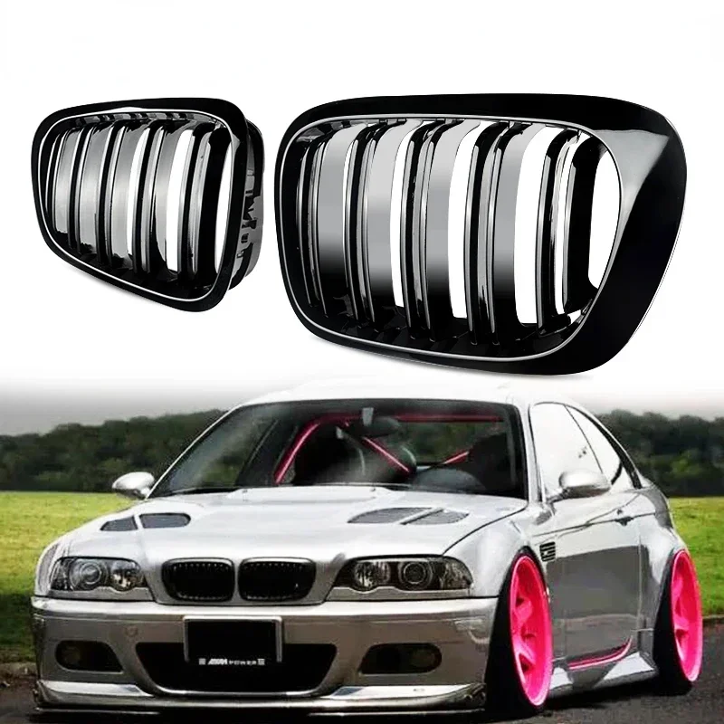 Double-Slat-Hood-Grill-for-BMW-3-Series-E46-1998-2001-2-Door-Racing ...