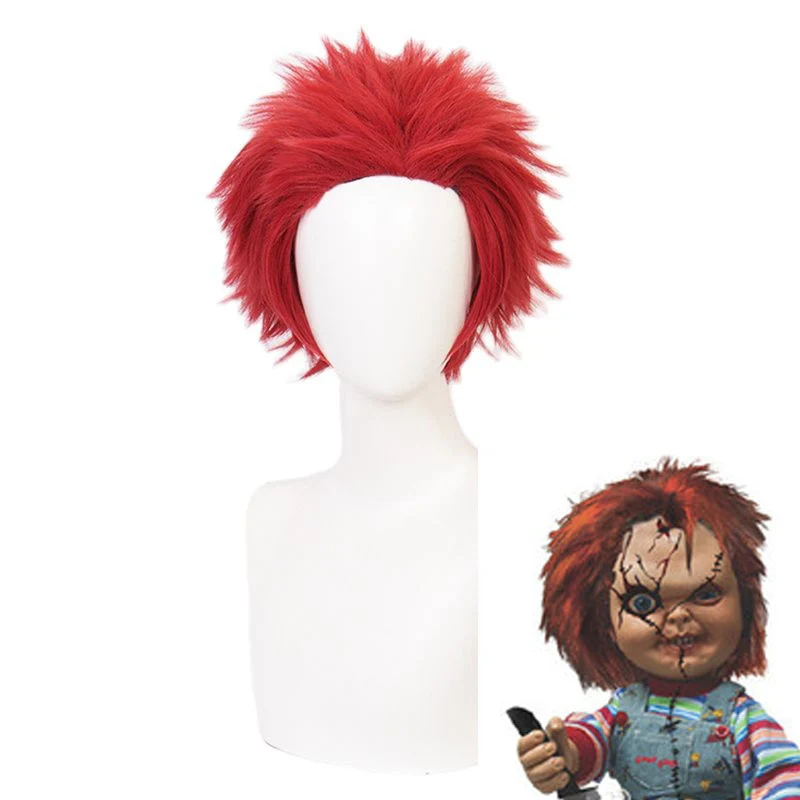 Chucky-Peluca-de-pelo-de-Cosplay-con-estilo-de-espalda-roja-peluca-de ...