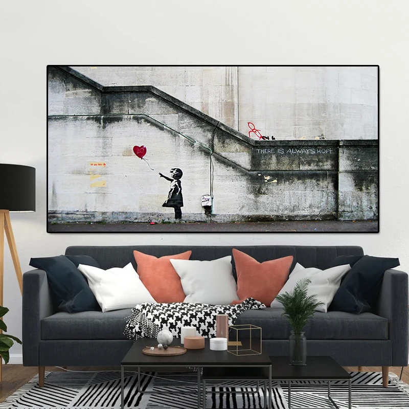 Girl-Chasing-Balloons-Banksy-Graffiti-Canvas-Painting-Street-Pop-Art ...