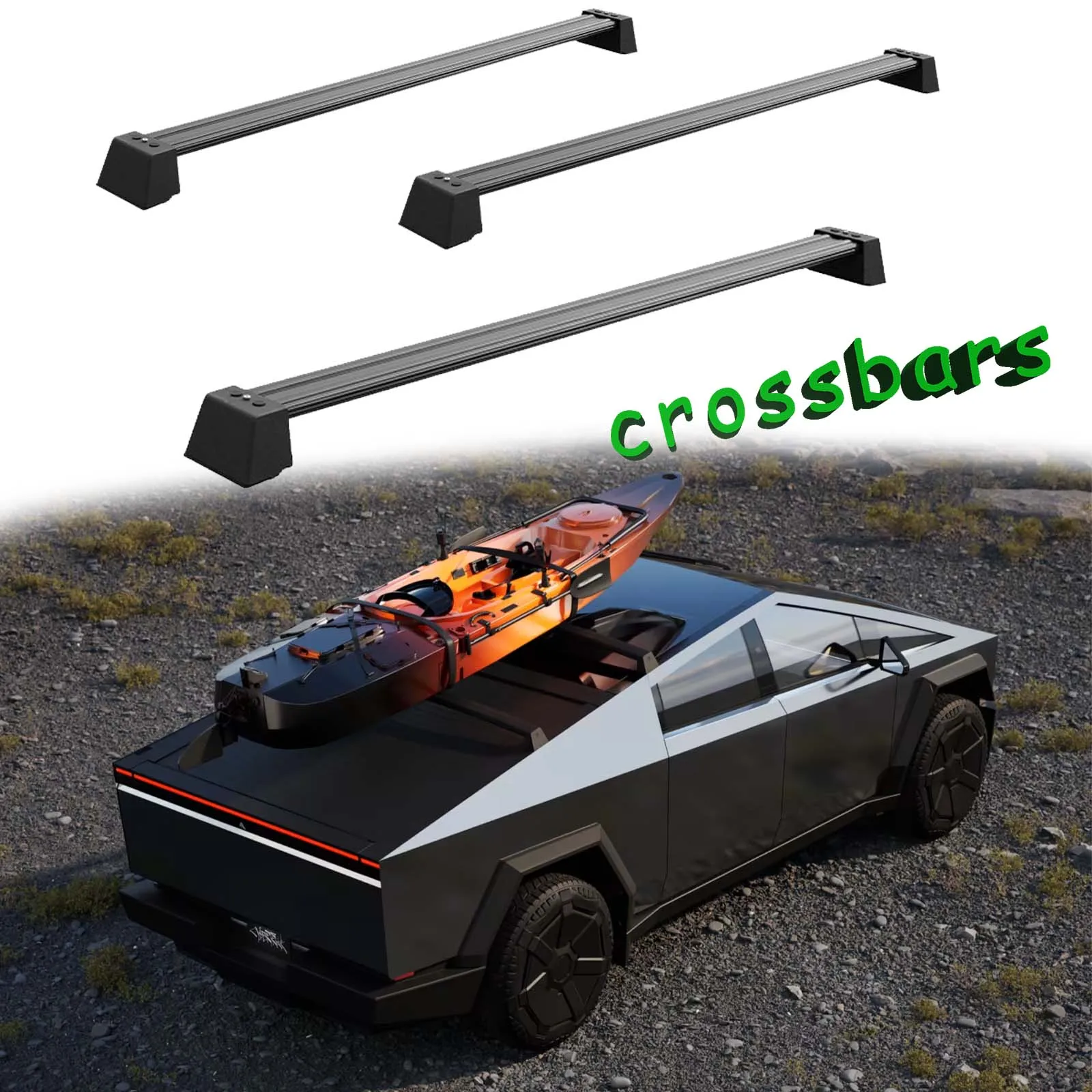 3PCS-Rear-Roof-Rail-Rack-Cross-Bar-Crossbars-Fit-For-Tesla-Cybertruck ...