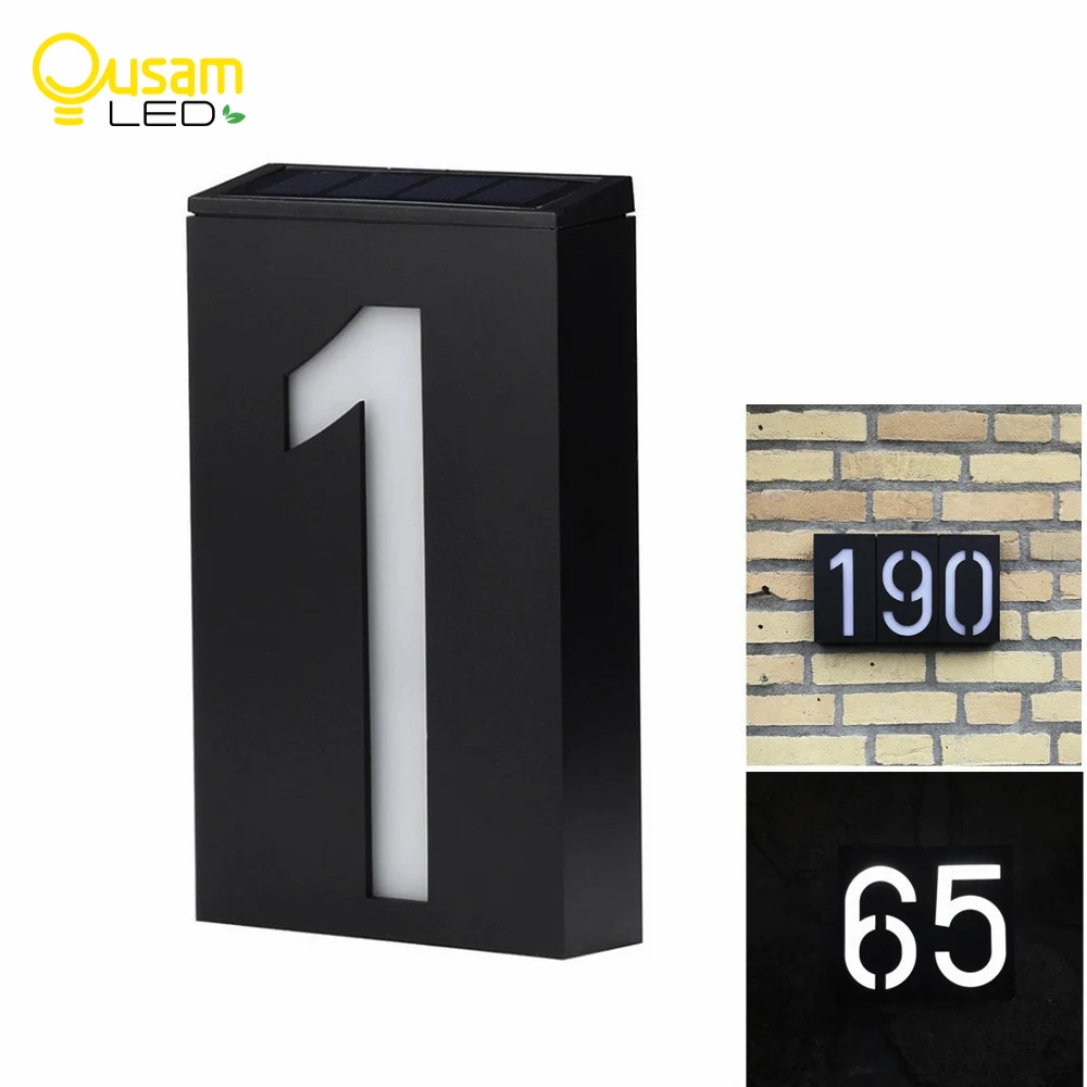 House Number Solar Powered Doorplate Address Sign Plate House Number ...
