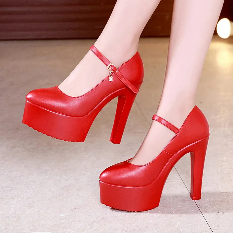 Small-Size-32-43-Elegant-Shallow-Red-White-Wedding-Shoes-Platform-Pumps ...