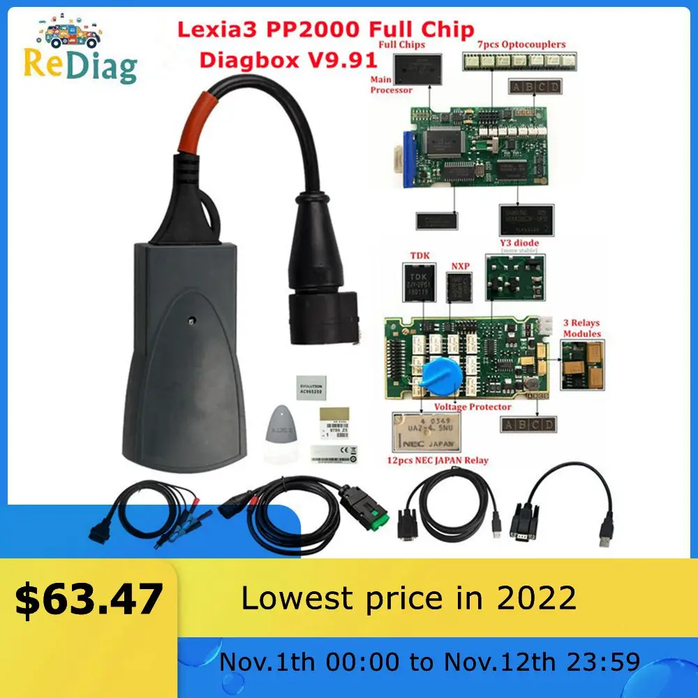 Professional Diagnostic Tool Full Chips Lexia3 PP2000 OBD2 Diagbox V9 ...