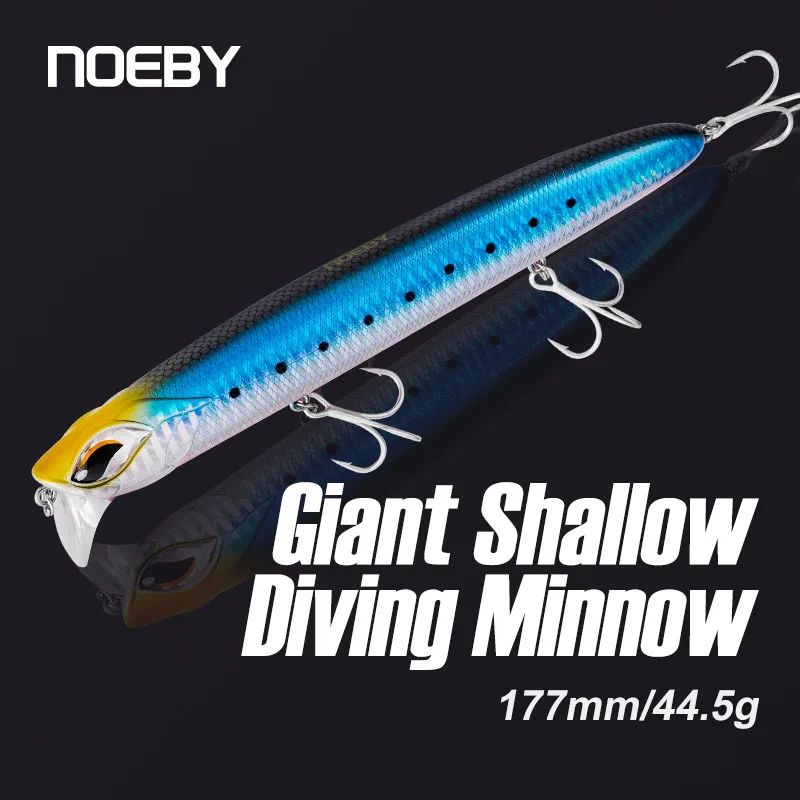 Noeby Shallow Diving Lure 177mm, 44.5g Floating Minnow Fishing Lures ...