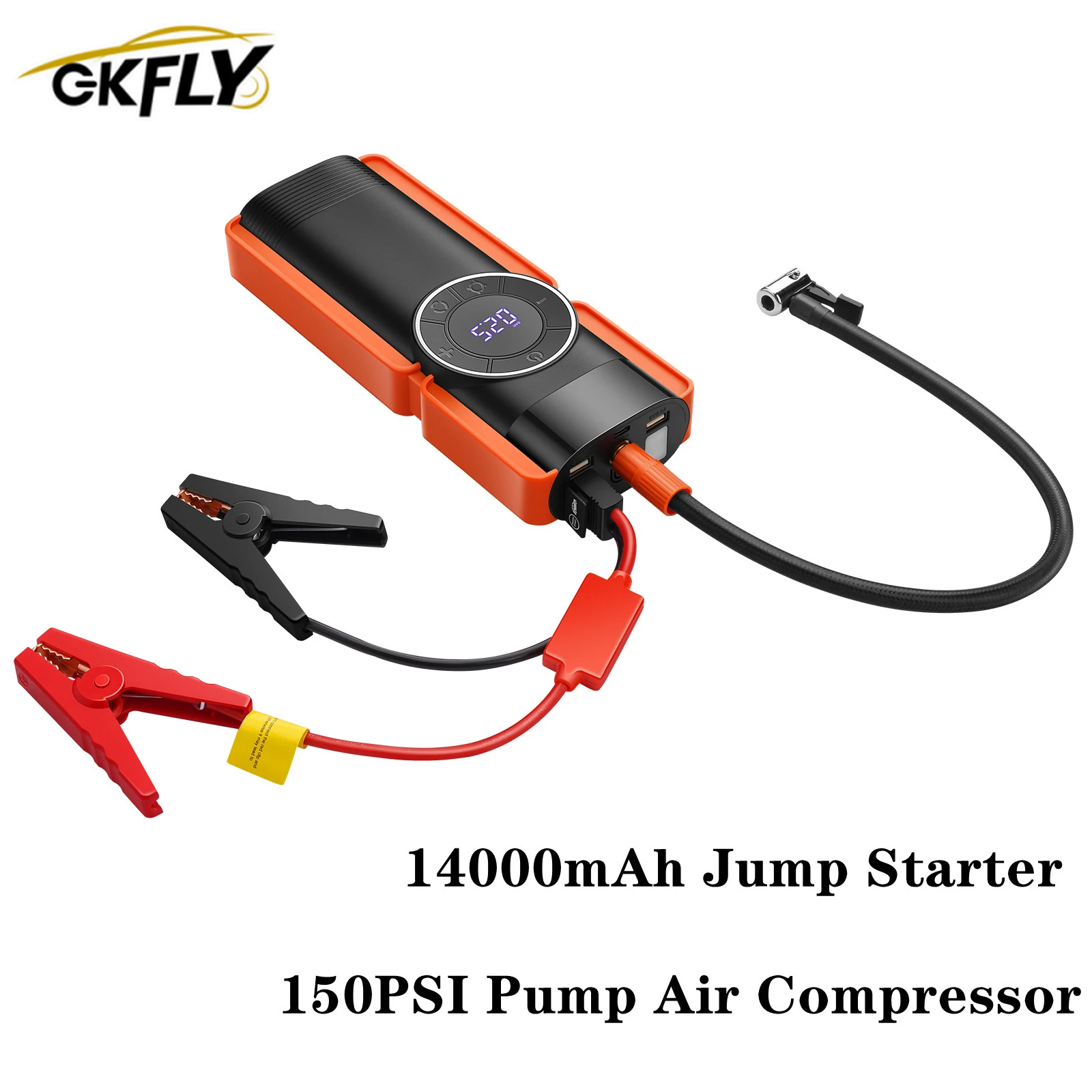 2 In 1 High Power 14000mAh Car Jump Starter Pump Air Compressor 600A Starting Device Power Bank ...