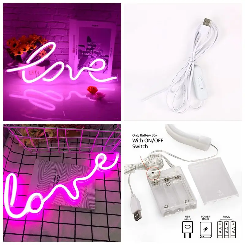 Veilleuse Love 1 Enseigne Lumineuse Led En Néon Pour Chambre à Coucher