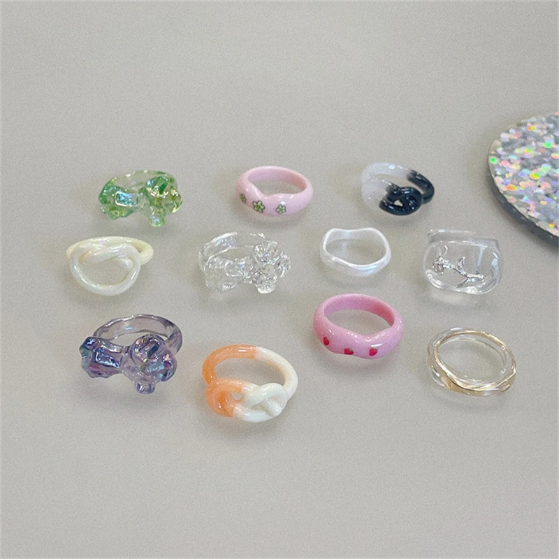 Resin Rings Jewelry Flower | Rings Aesthetic Colorful | Pink Aesthetics ...