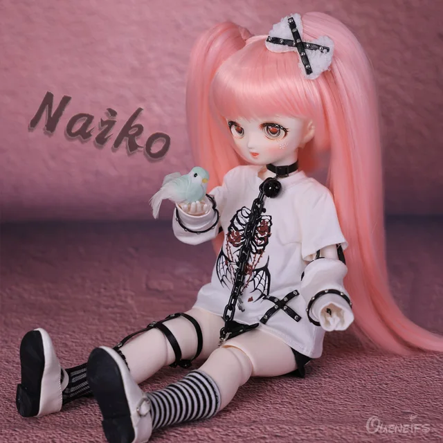 Naiko 1/4 BJD Doll Anime Shuga Fairy Red And Green Wig And Black And ...