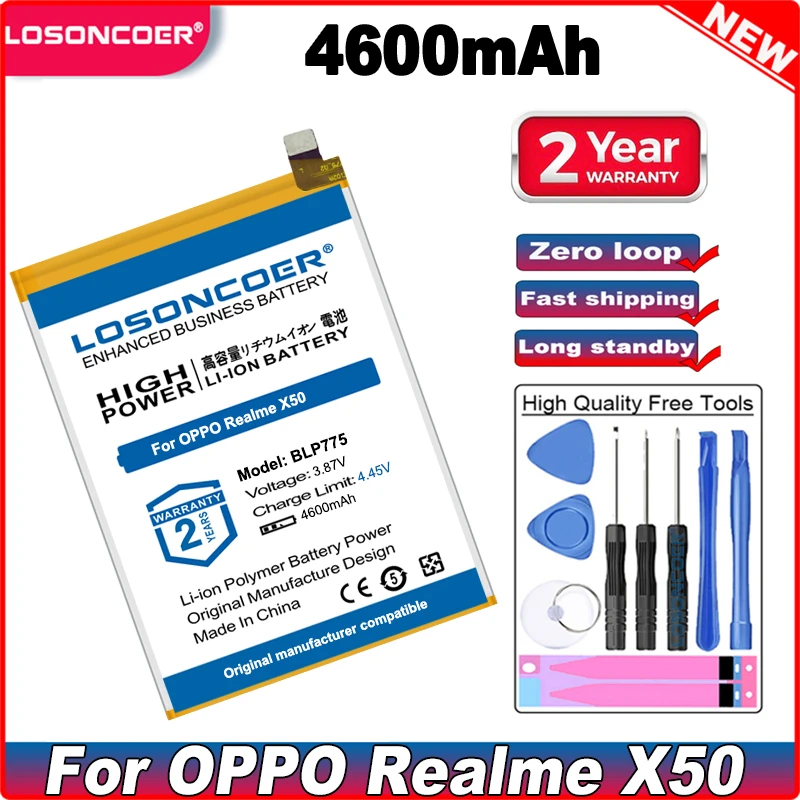 LOSONCOER BLP775 4600mAh Battery For OPPO Realme X50 Realme X3/X3 Super ...