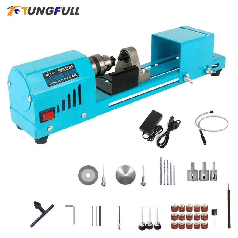 Mini Lathe For Wood Woodworking Milling Machine 12V 24V Turning Lathe ...