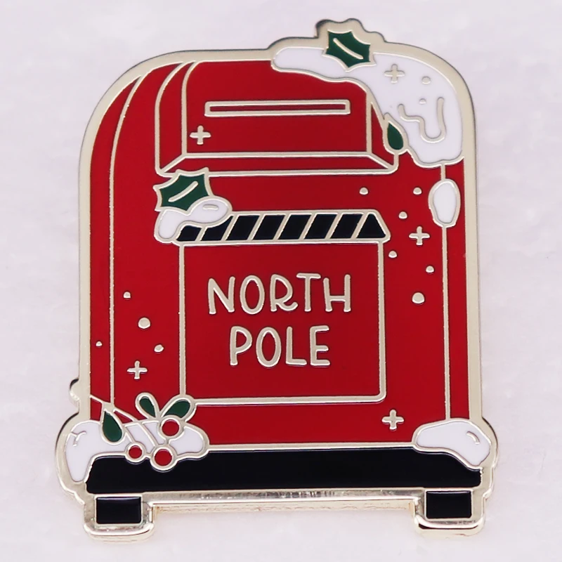 North-Pole-Mailbox-Badge-Hard-Enamel-Pin-Jewelry-Cold-Winter-Christmas ...