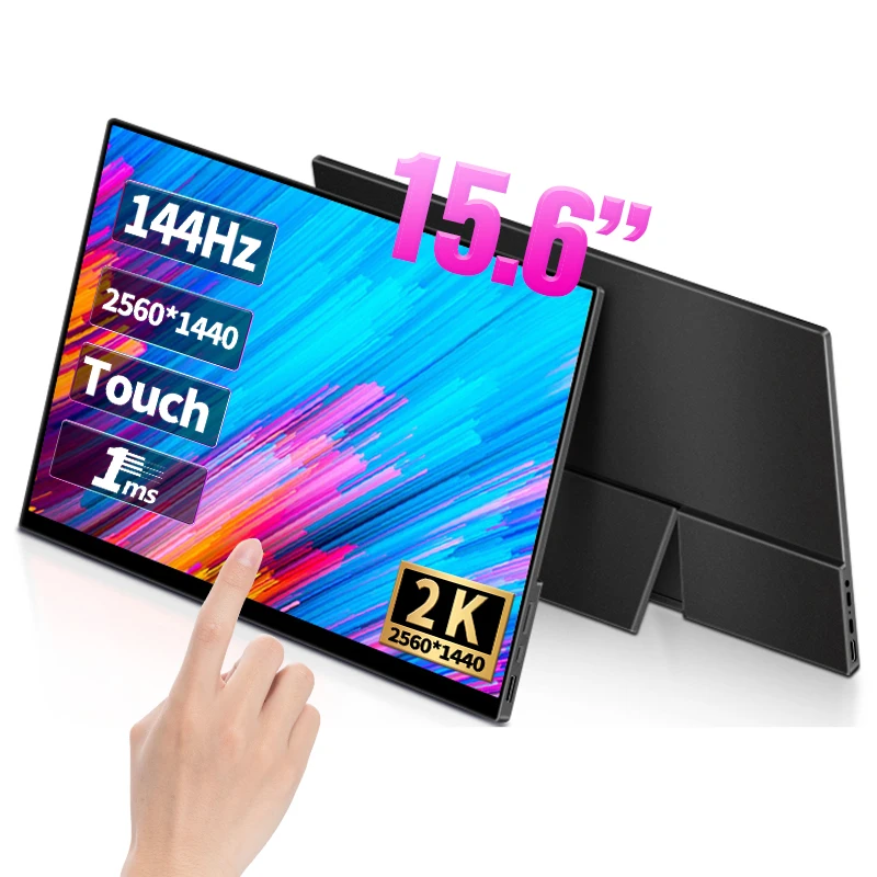 15.6 Polegada 2k 144hz touchscreen monitor portátil 2560x1440p 1ms ...