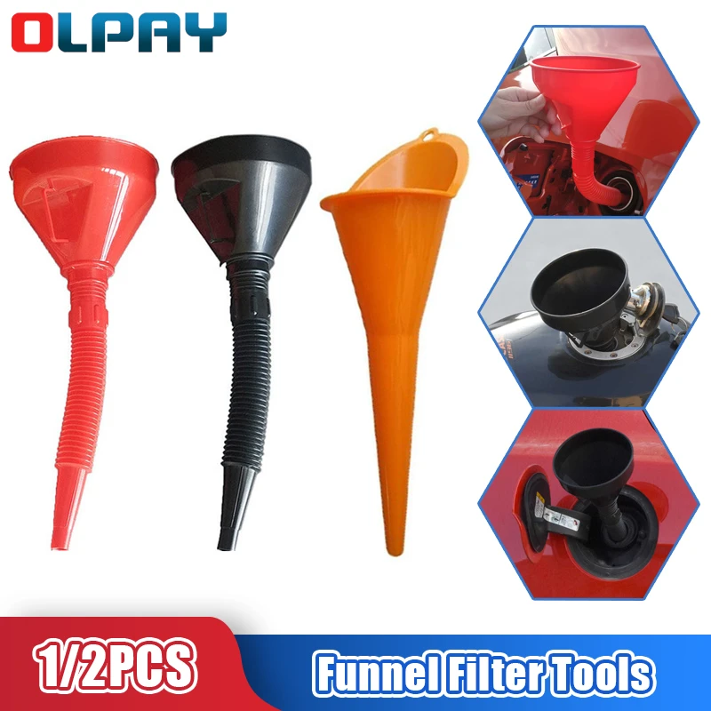 1/2pcs Car Funnel Long Stem Refueling Filter Gasoline Filling Tool Anti ...
