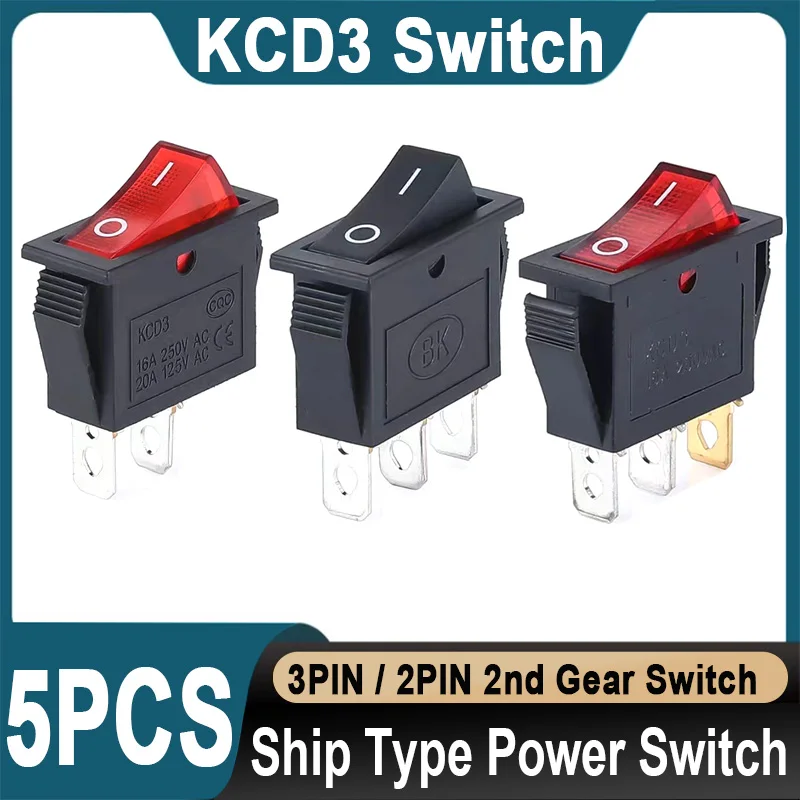 5Pcs-KCD-3-Rocker-Switch-3PIN-2PIN-2-Gears-With-Lights-Power-Switch-31 ...