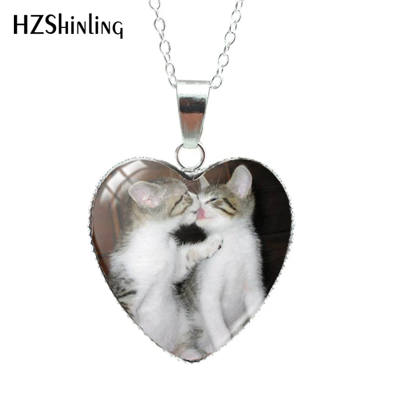 2020-Cartoon-cats-Patten-Heart-Shaped-Glass-Dome-Neckalce-Fashion-Cute ...
