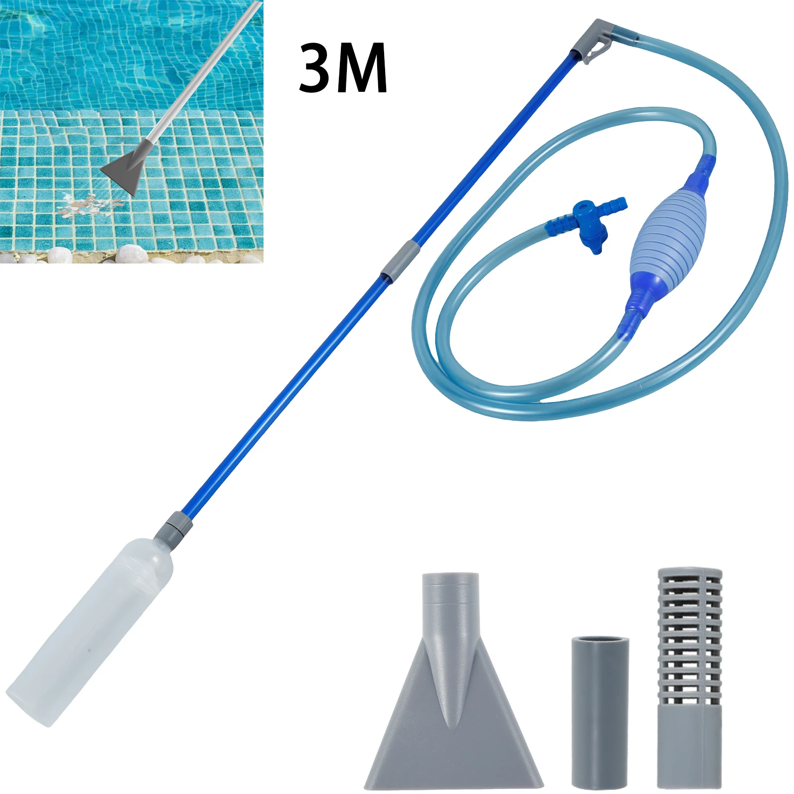 Manual-Pool-Vacuum-Cleaner-Strong-Suction-10ft-Clear-Siphon-Hose ...