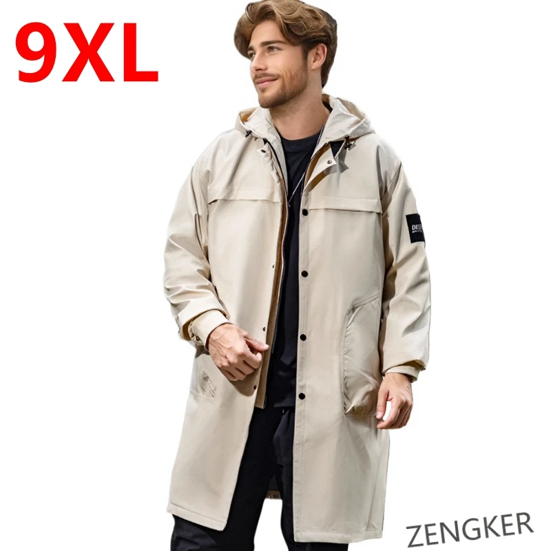 plus size long windbreaker spring new men's coat long section jacket ...