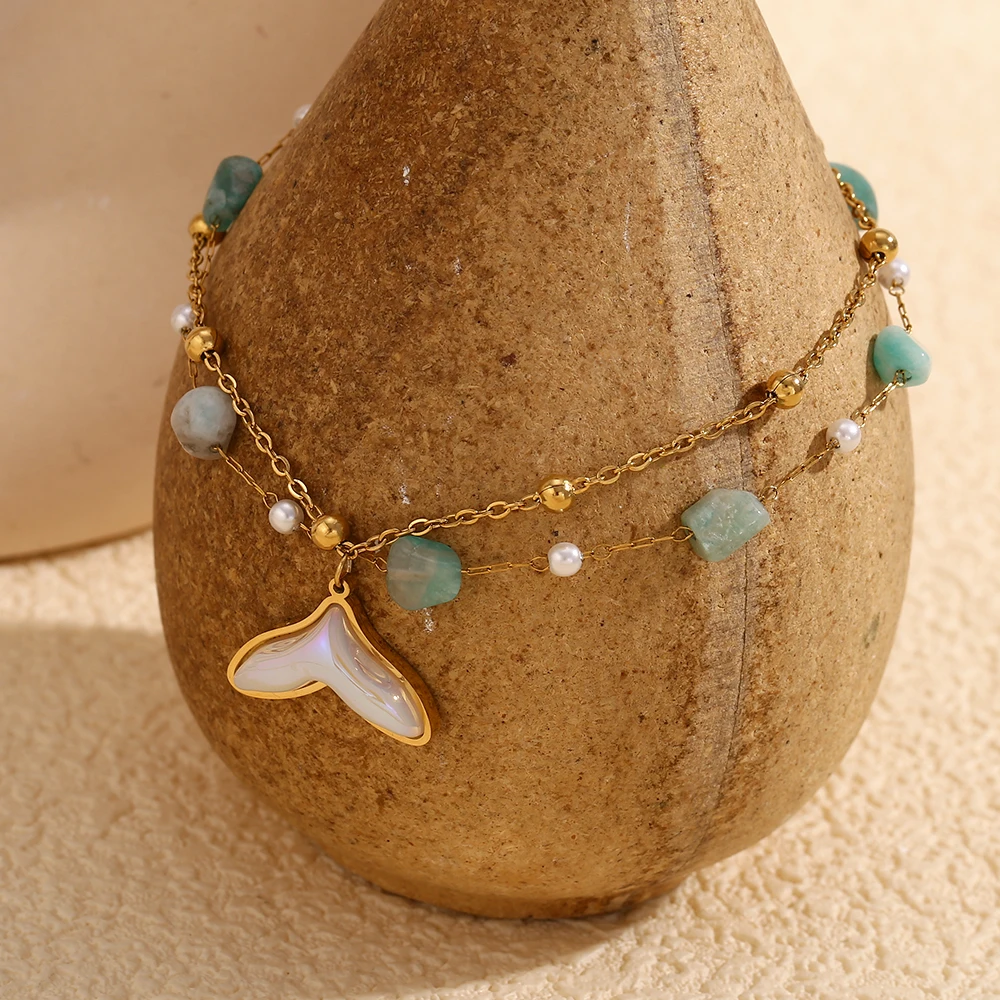 E-B-belle-Fish-Tail-Pendants-Anklet-Chain-Natural-Stone-Pendant-Chain ...