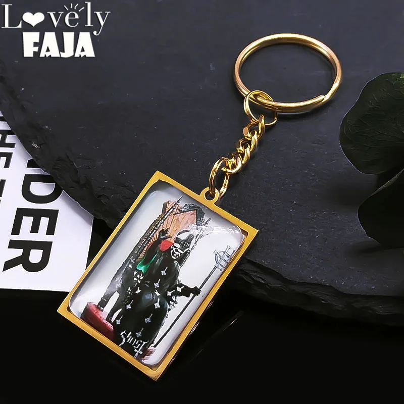 Ghost BC Stainless Steel Glass Key Chain Band Ghost.B.C Pendant Key ...