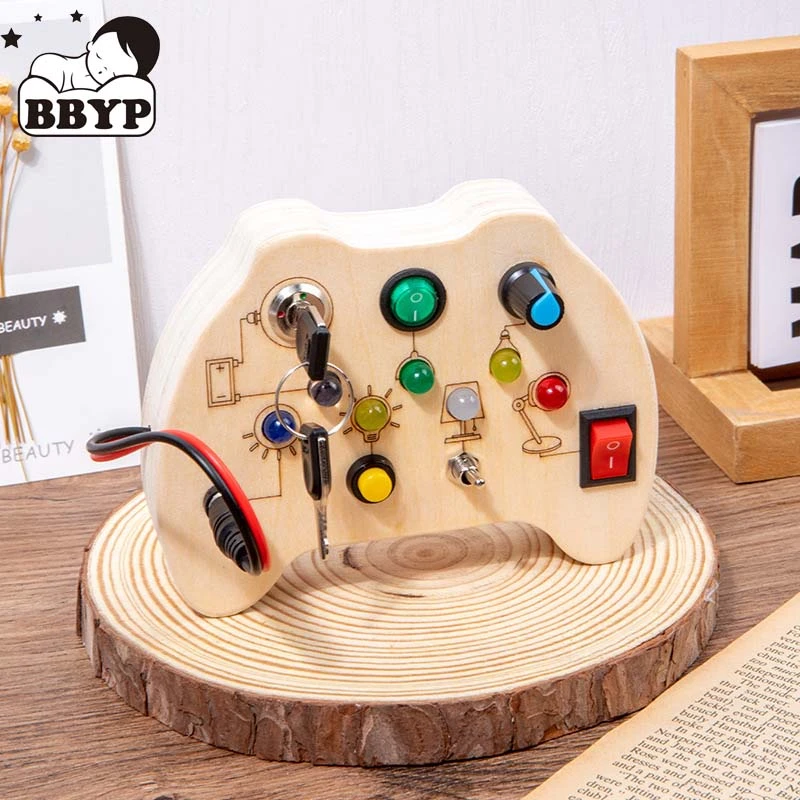 Electronic BusyBoard Toddler LED Light BusyBoard Wood Physical ...