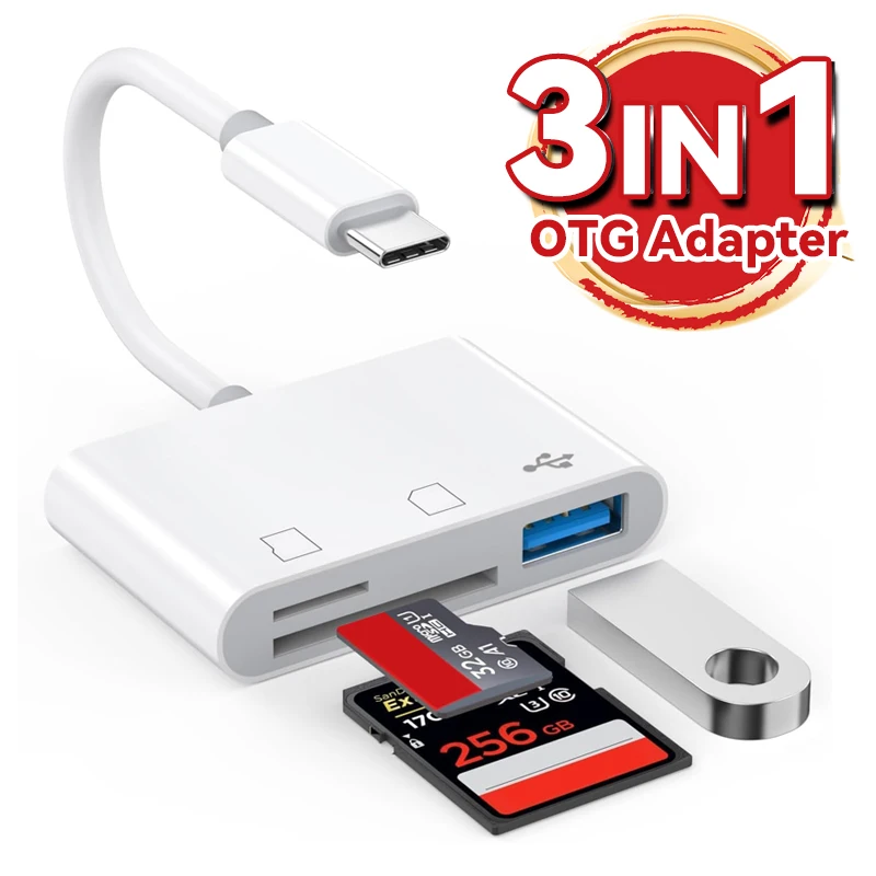 3 in 1 Multifunction Type-C Card Reader OTG SD TF Sim Cards USB Memory ...