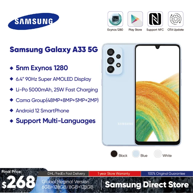 Original New Samsung Galaxy A33 5G Smartphone Exynos 1280 Octa-core ...
