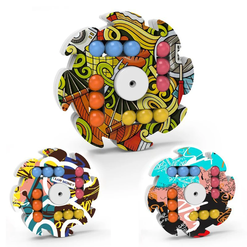 1pc Spinning Graffiti Rubik's Cube Bean Double-sided Magic Disk Rolling ...