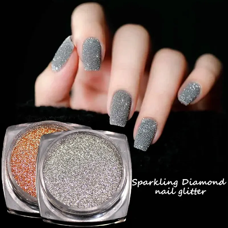 1Box Sparkling Diamond Nail Powder Shiny Silver Golden Reflective Glitter Manicure Dust DIY Nail ...