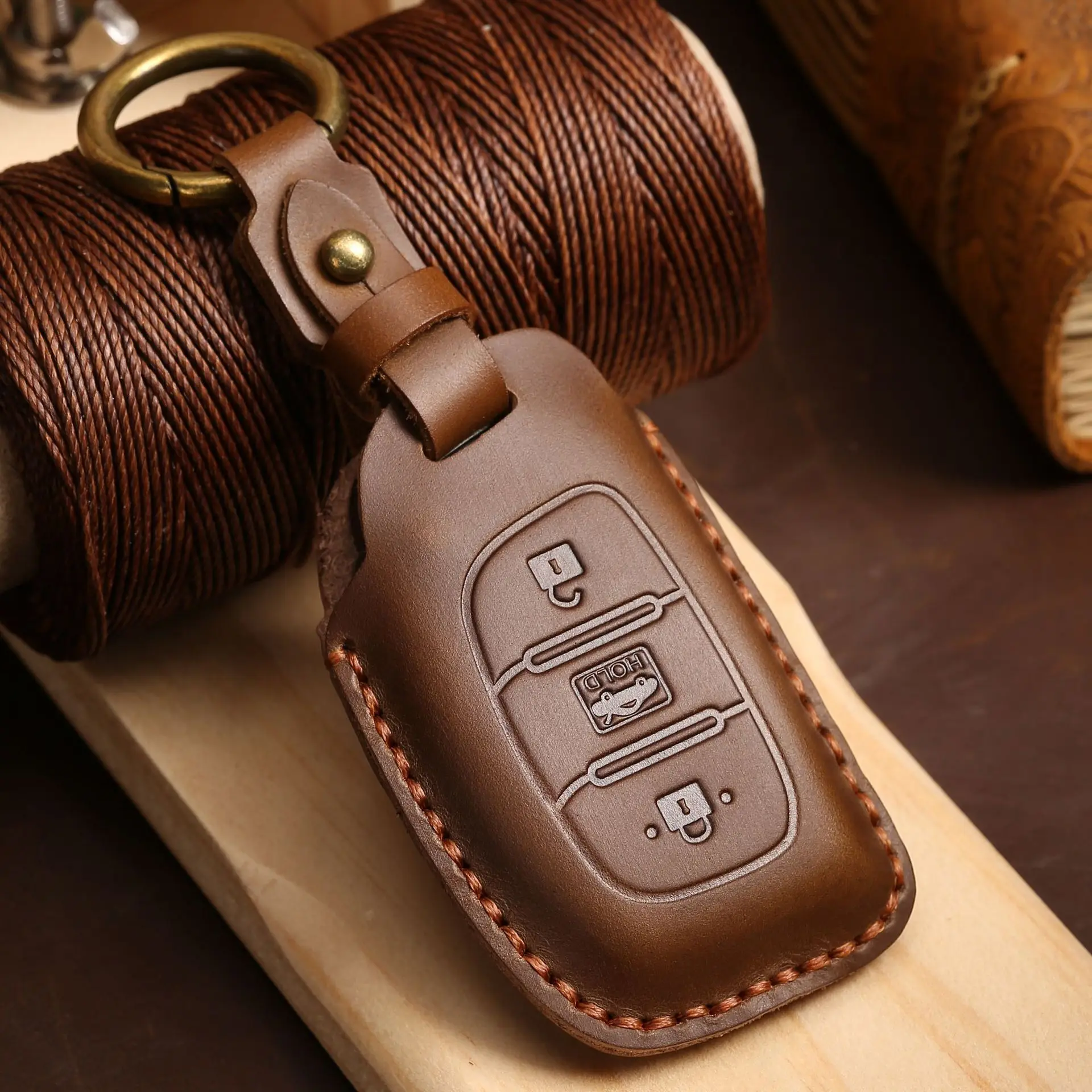 Luxury-Leather-Car-Key-Case-Cover-Fob-Pouch-Keychain-Accessories-for ...