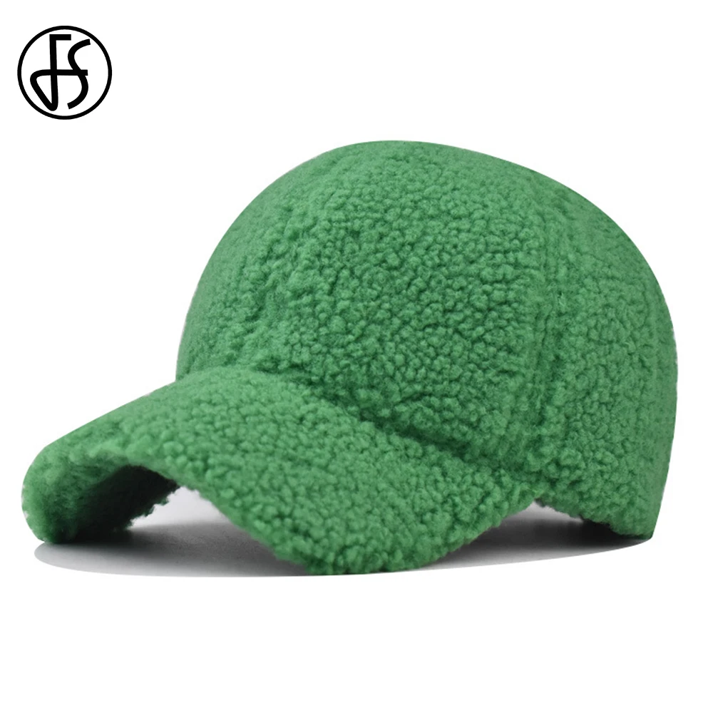 FS-Green-Winter-Plush-Brand-Baseball-Caps-For-Men-Outdoor-Warm-Lamb ...