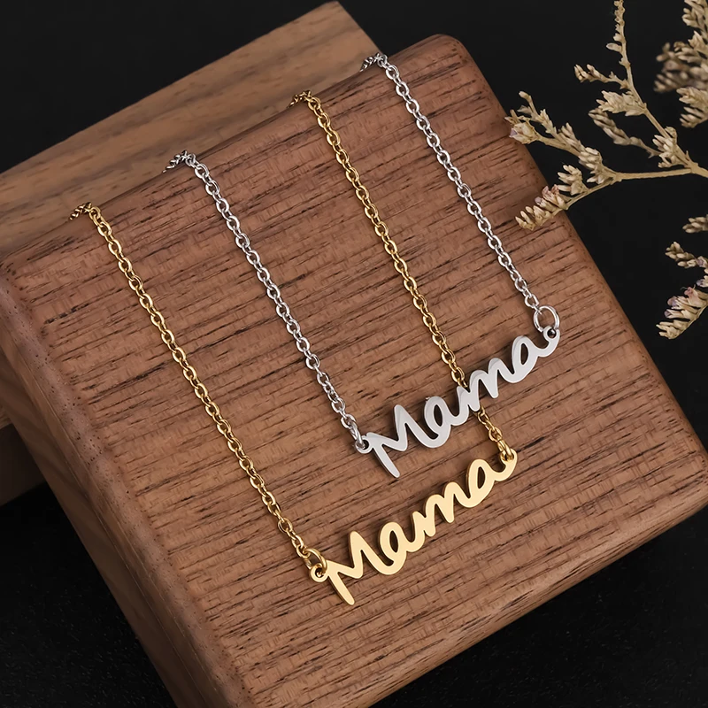 10pcs Stainless Steel Necklaces Mother's Day Mama Letter Pendant Collar ...