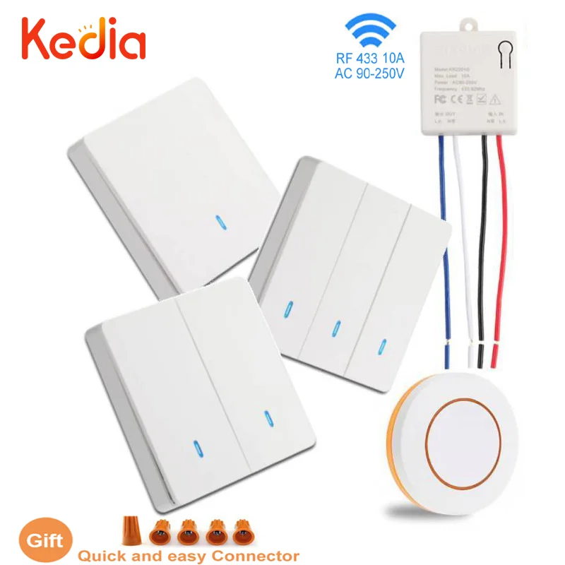Universal Wireless Smart Switch Light RF433Mhz Wall Panel Switch with ...