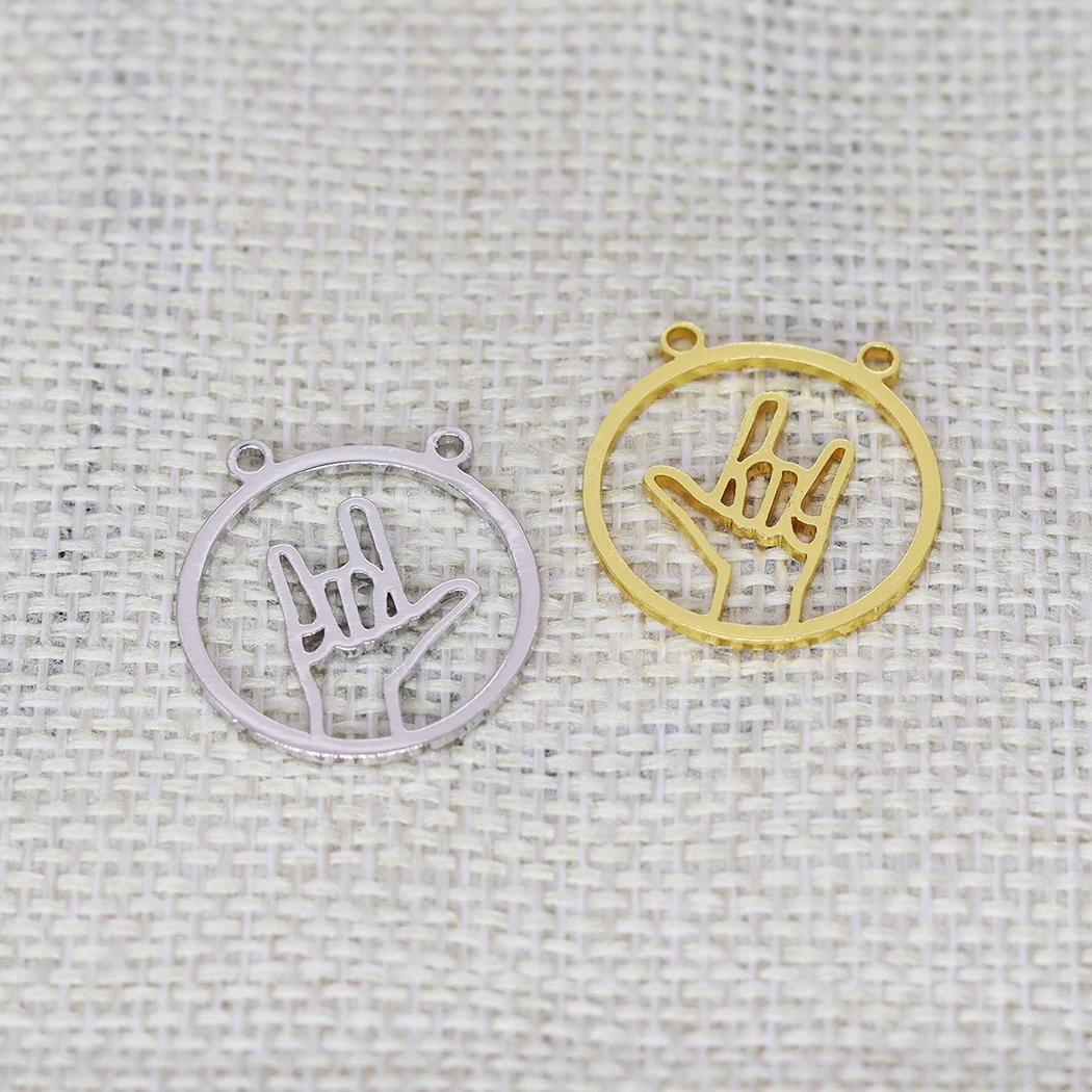 5PCS-DIY-Stainless-Steel-Charm-Pendant-Sign-Language-Necklace-For-Hip ...