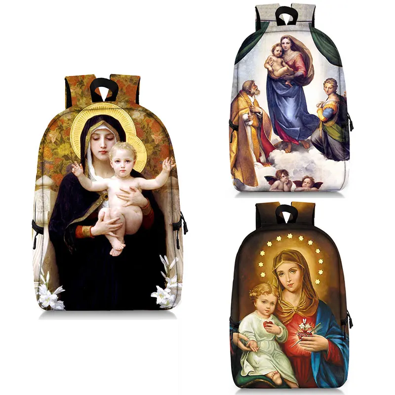 Sacred Heart Of Jesus Backpack Holy Virgin Mary Religious Christian ...
