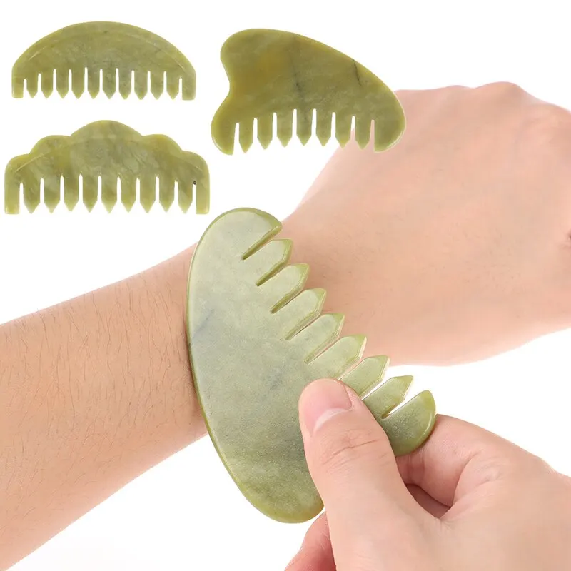 Peine de piedra de Jade Natural para el cuidado de la salud, masajeador ...