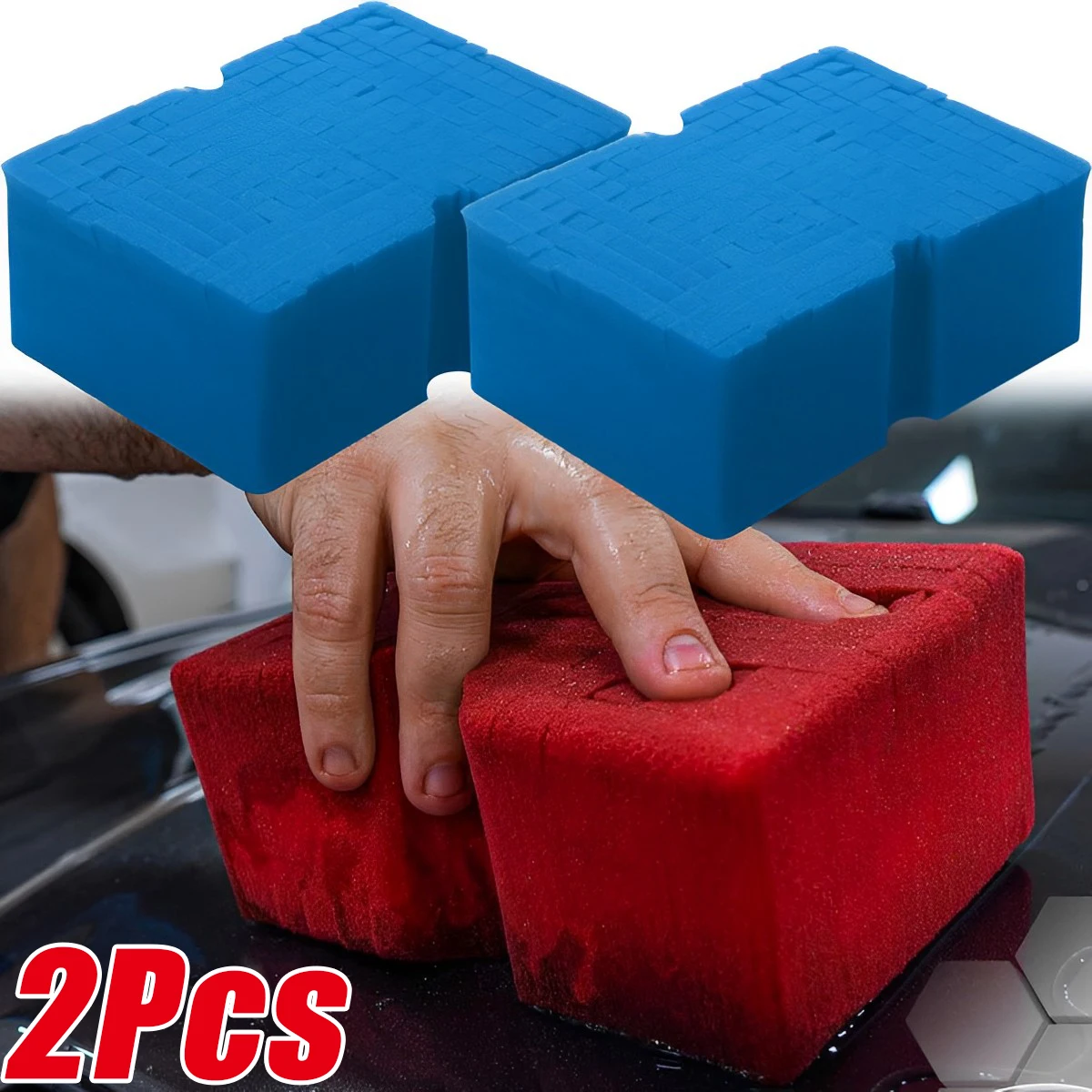 2Pcs-Large-Cross-Cut-Durable-Soft-Foam-Grid-Sponge-Rinseless-Absorbent ...