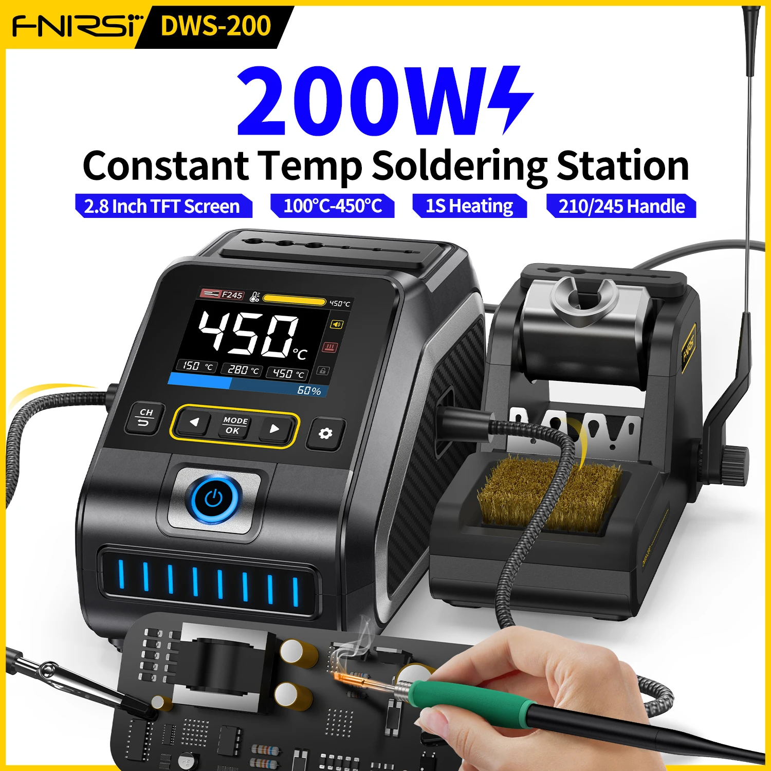 FNIRSI-DWS-200-200W-Rework-Soldering-Station-C210-C245-Handle-with-Soldering-Helping-Hand ...