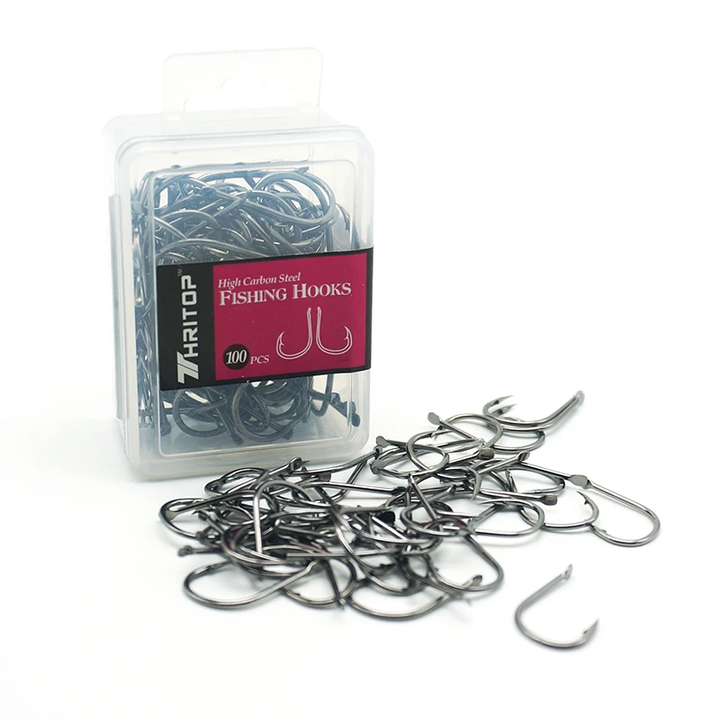 Thritop 100pcs Fishing Hooks #7 #8 #9 #10 #11 #12 #13 High Carbon Steel ...