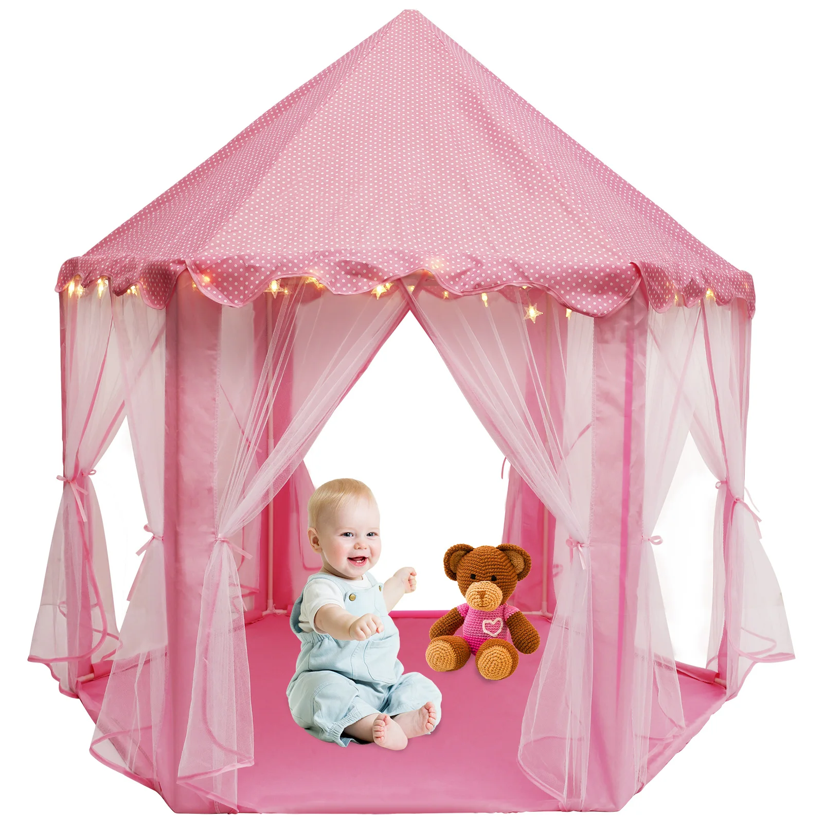 Girls-Mosquito-Net-Tent-Hexagonal-Kids-Play-Tent-Large-Size-Princess ...