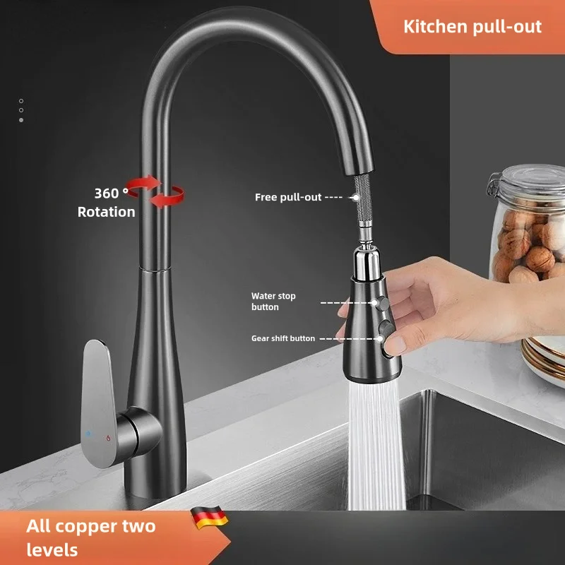 Kitchen-Faucets-Brass-material-Pull-Out-Kitchen-Sink-Water-Tap-Deck ...