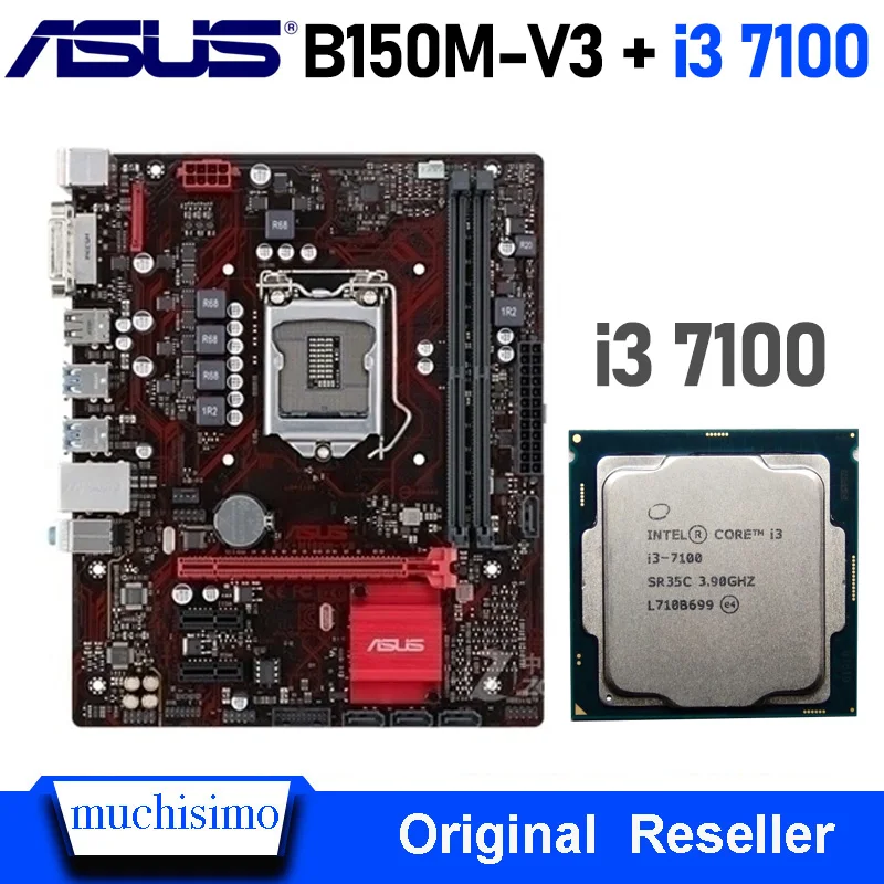 Asus-placa-base-de-escritorio-EX-B150M-V3-DDR4-Combo-i3-7100-CPU-LGA ...