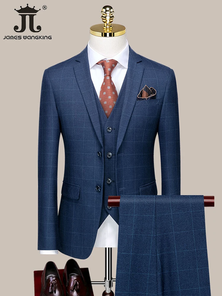 Blazer Vest Pants Luxury High-end Brand Boutique Plaid Casual Business ...