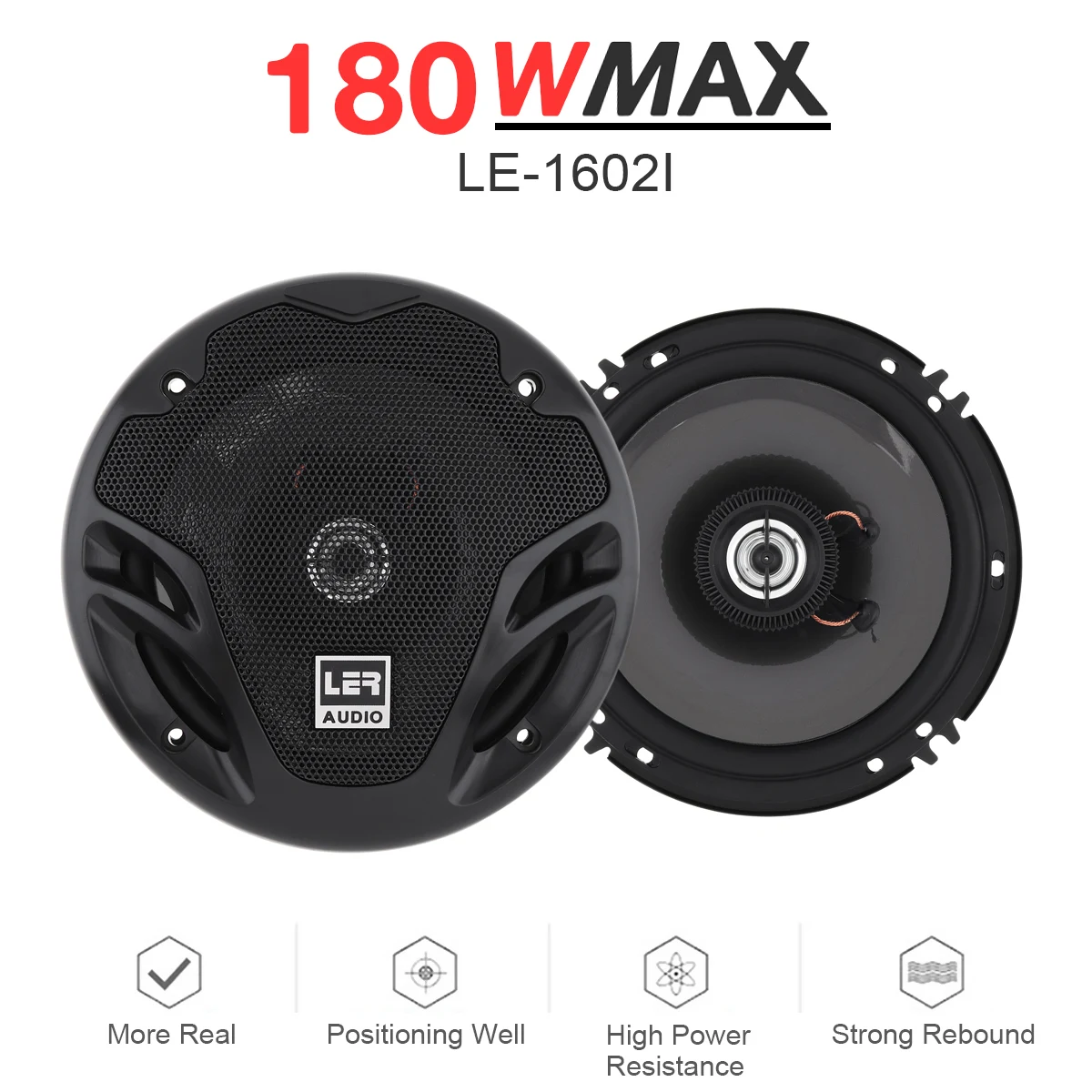 2 pçs 6 Polegada 180w universal 2 way carro coaxial alto falante de ...