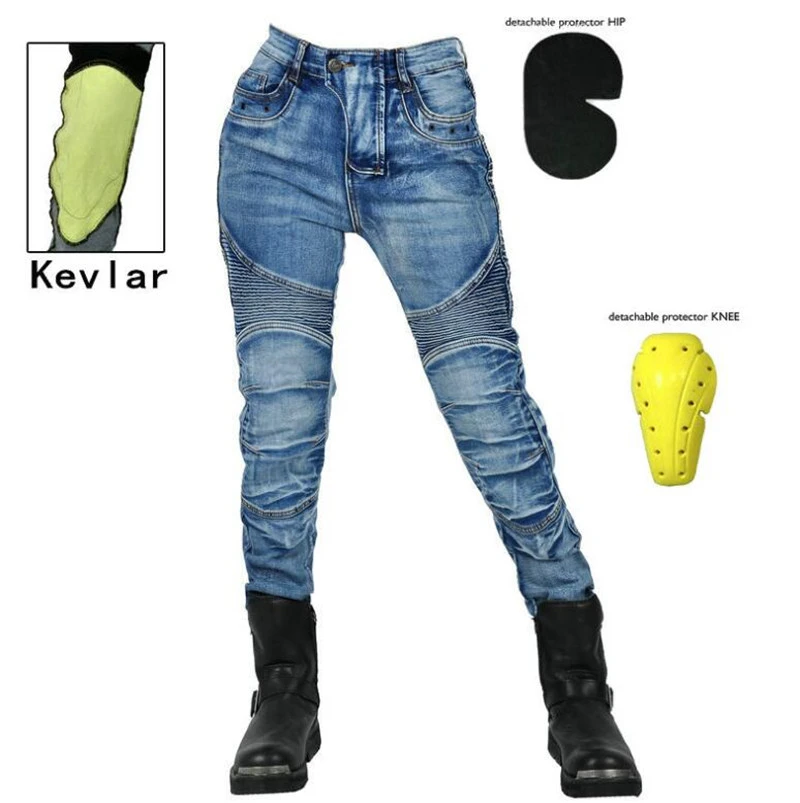 Motorcycle jeans Womens pantshigh elastic motorcycle riding rider pants ...