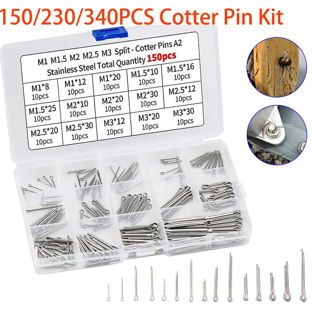150-230-340PCS-Split-Pins-Split-Cotter-Pins-Stainless-Steel-A2-Marine ...