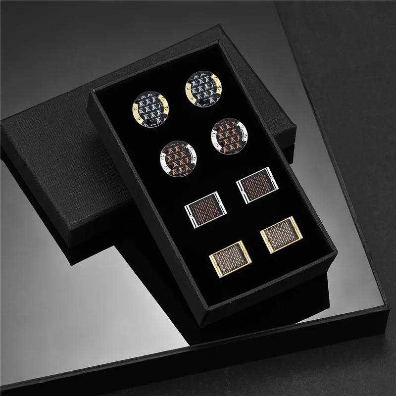 4 Pairs Set CuffLinks For Mens With Box Wedding Souvenirs For Guests Luxury Jewelry Gifts Man ...