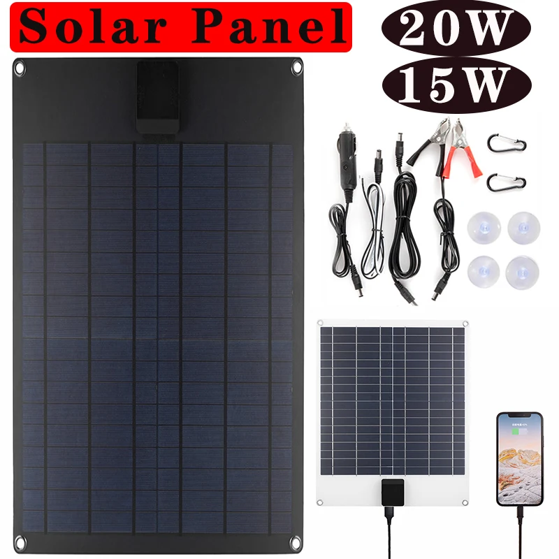 20w-18v-15w-12v-Portable-Emergency-Solar-Panel-Kit-Monocrystalline ...