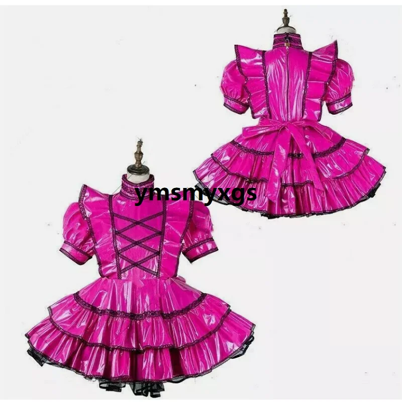 M-dchen-Sissy-Maid-Pink-PVC-abschlie-bares-Kleid-Cosplay-Kost-m-ma-ge-schneidert.png