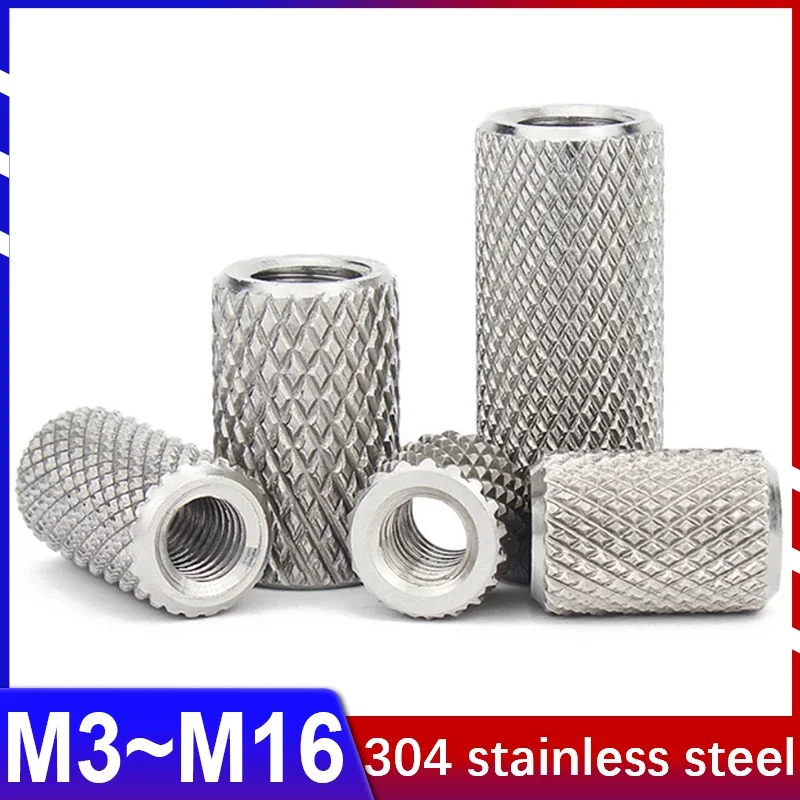 1-5Pcs-304-Stainless-Steel-Extended-Cylindrical-Flat-Head-Knurled-Hand ...