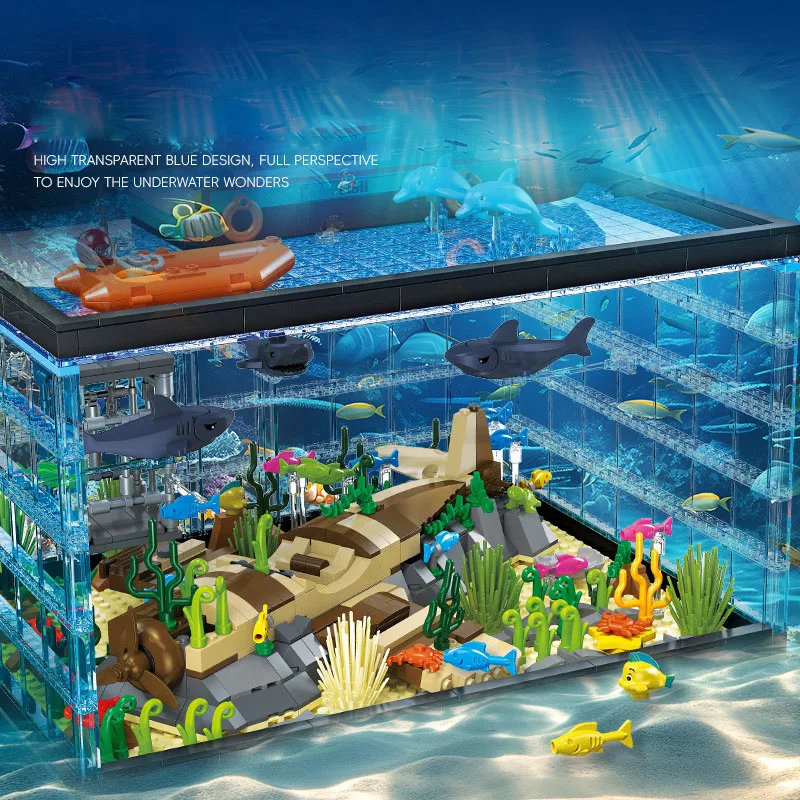Marine Life Exploration Scene Building Block Ocean Underwater World ...